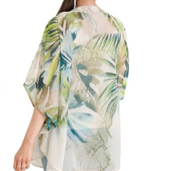 Chico's | Tops | Chicos Leaf And Reptileprint Poncho | Poshmark